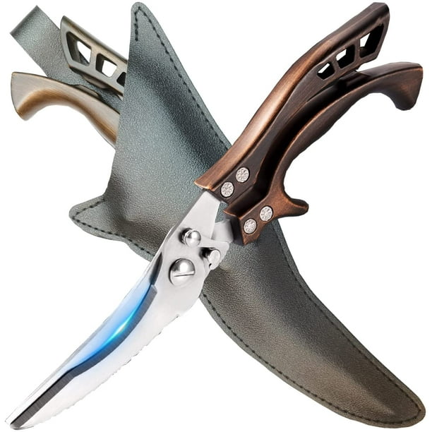 Heavy Duty Poultry Shears - Spring Loaded Chicken Bone Scissors with ...