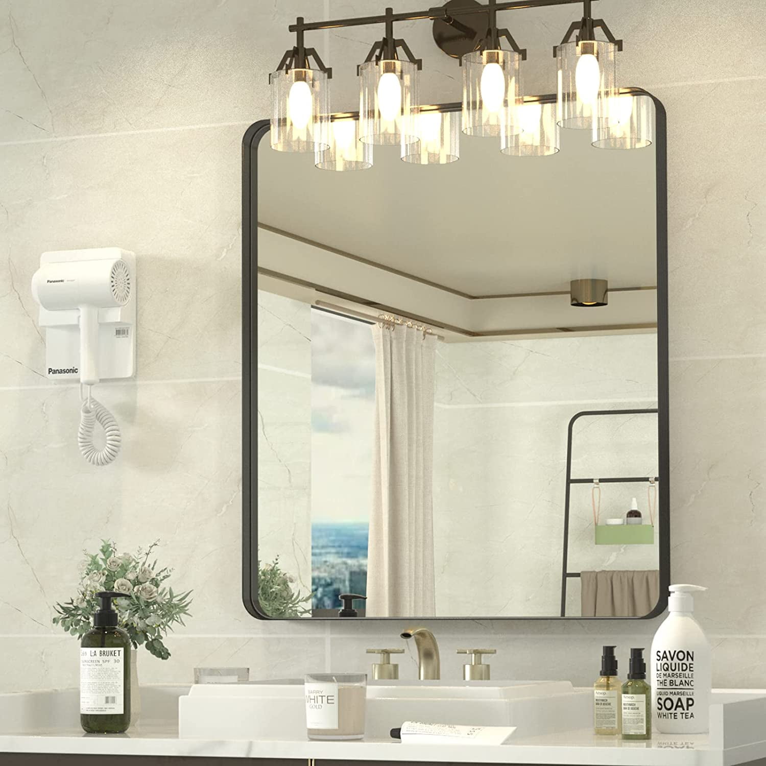 Depuley 24" x 36" Black Modern Wall Mirror,Rectangular Vanity Mirror ...