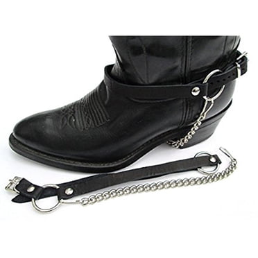 Western Boots Boot Chains Ladies Black Leather with Crystal Rhinestones ...