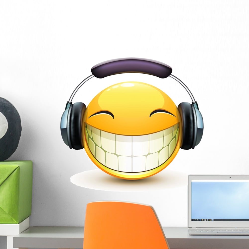 Musical Emoticon Wall Decal Mural by Wallmonkeys Vinyl Peel and Stick ...