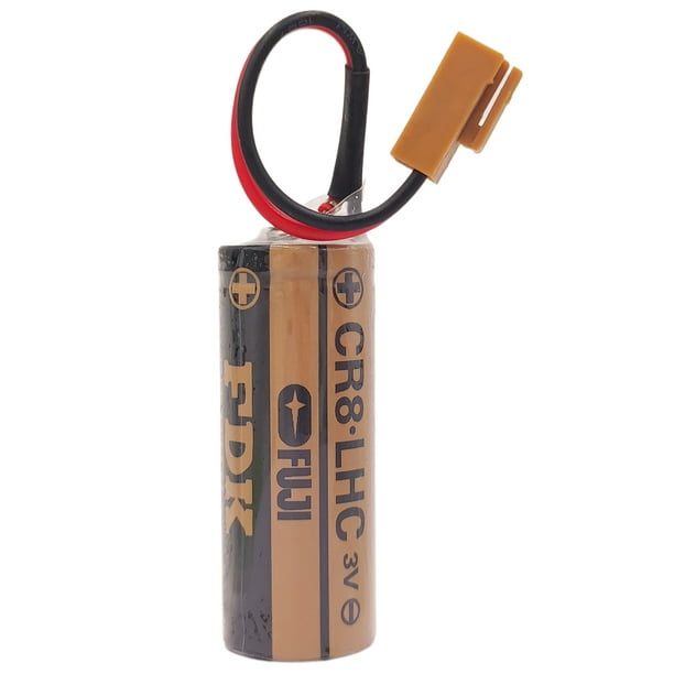 3V 2600mAh CR8-LHC 17450 Battery with Brown Plug for Fuji FDK CR8.LHC 17450 Memory Backup Power ...