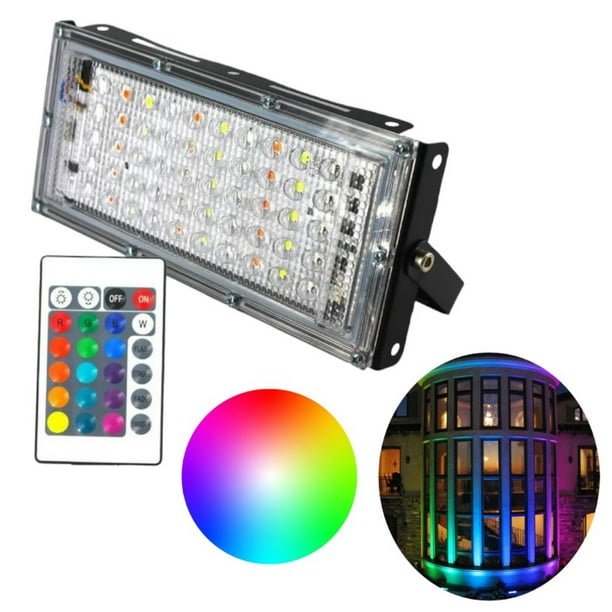 Reflector Led Multicolor 50w Rgb con control Exterior Interior wanergy ...