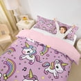 Aikeke Cartoon Unicorn Duvet Cover Queen, Music Rainbow Polka Dots ...
