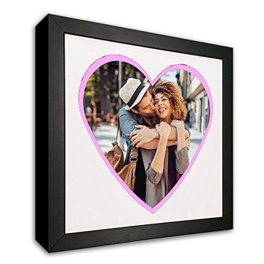Heart Collage Brown Wood Picture Frame With Heart Mat for Four 4x4 ...