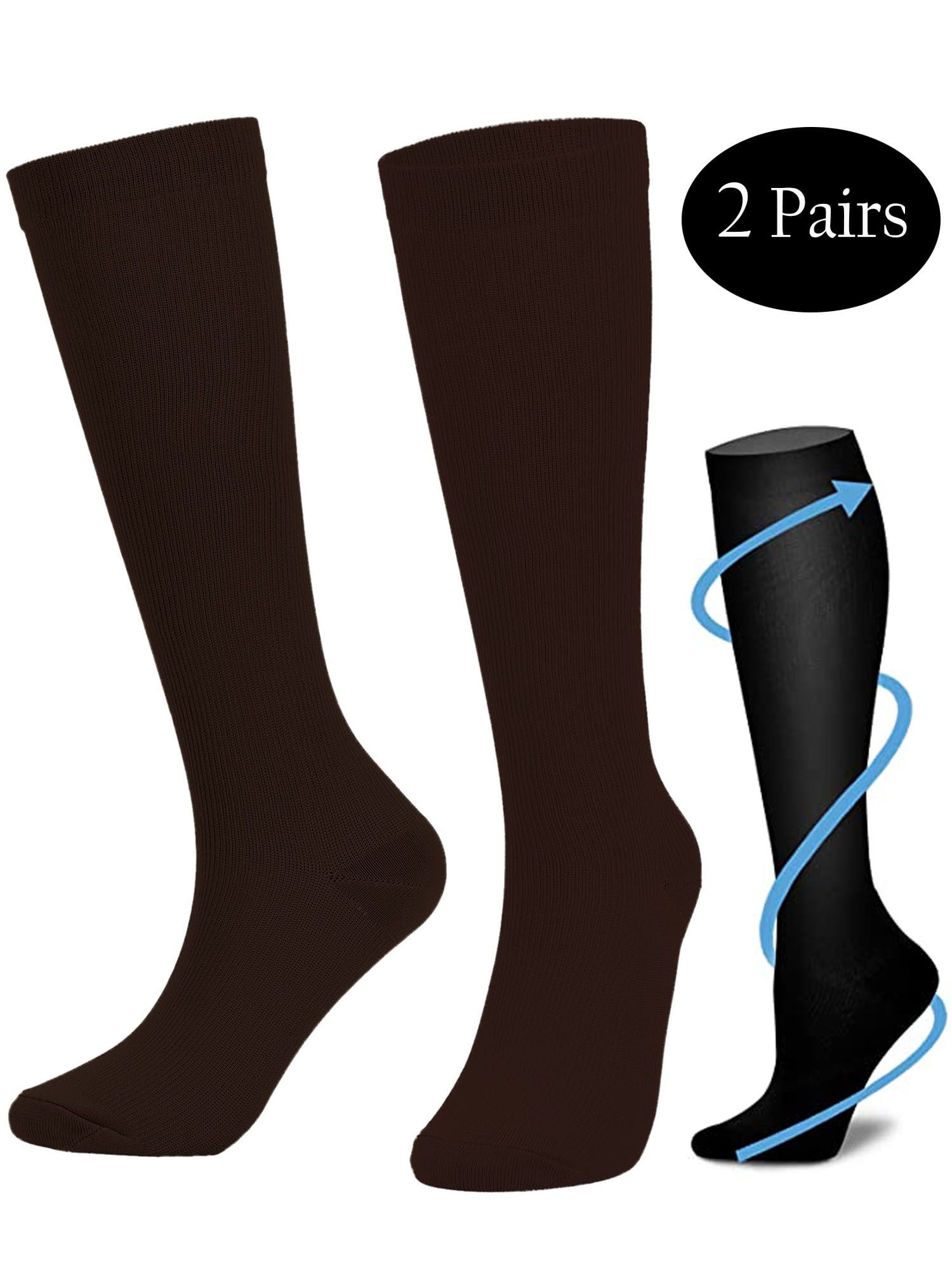 Deago 2 Pairs Compression Socks Women & Men Stockings Graduated Support ...