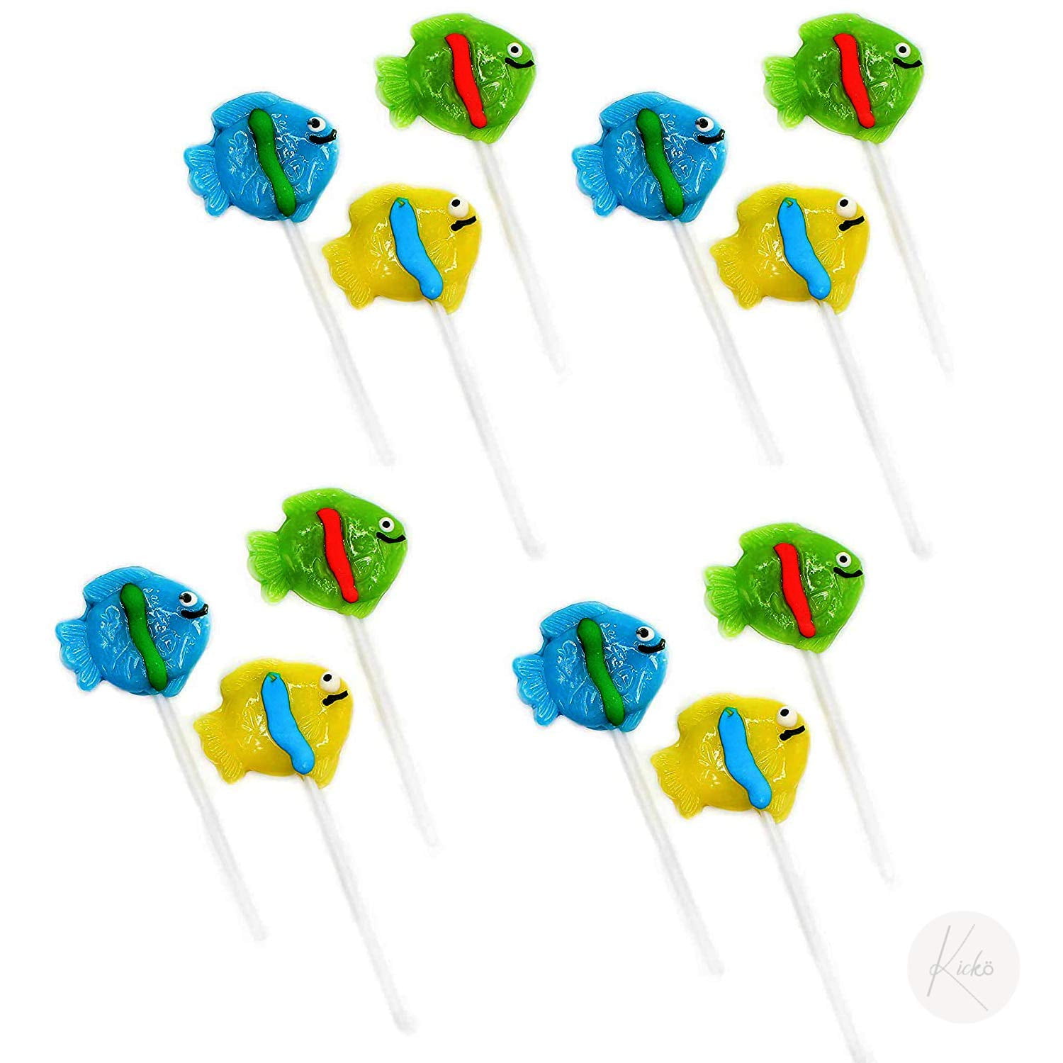 Kicko 2 Inch Tropical Fish Lollipops - Pack of 12 Assorted Fruit ...