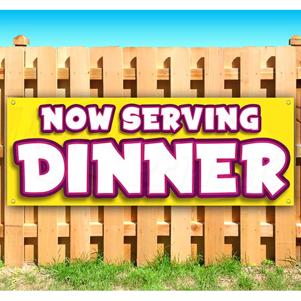 NOW SERVING DINNER 13 oz Vinyl Banner With Metal Grommets - Walmart.com ...