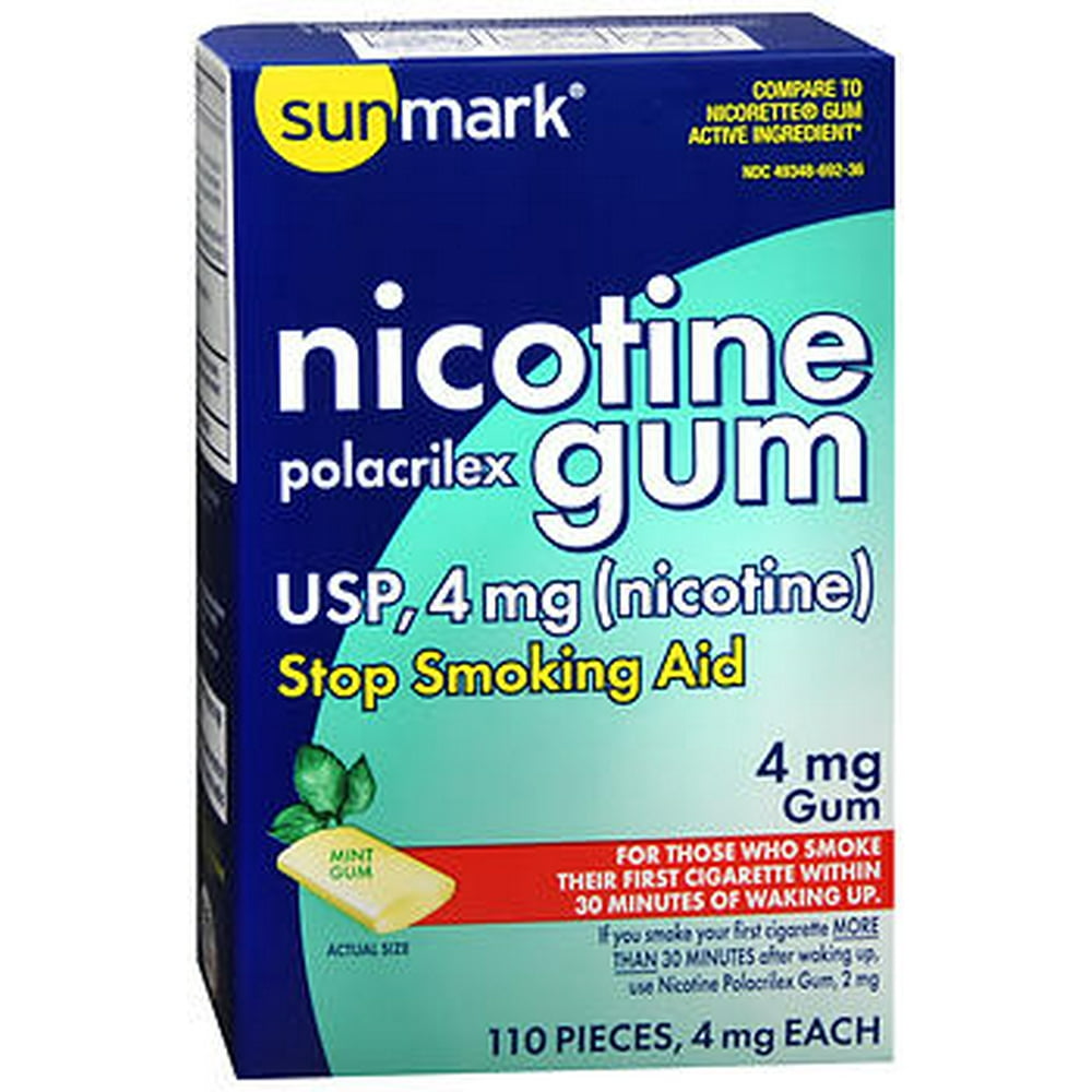 Sunmark Nicotine Polacrilex Gum, 4 mg, 110 Count - Walmart.com ...