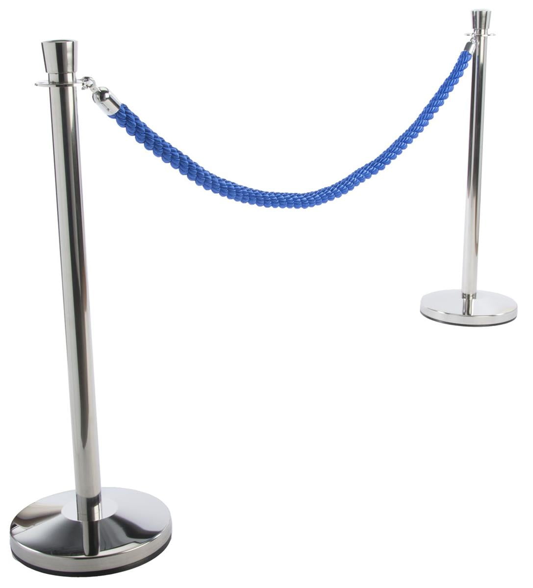 Set of 2 Chrome Stanchion Crowd Control Posts, 6.5' Long Blue Twisted ...
