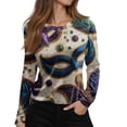 Fgvctg Mardi Gras Fall Shirts for Women Dressy Casual Crewneck Long ...