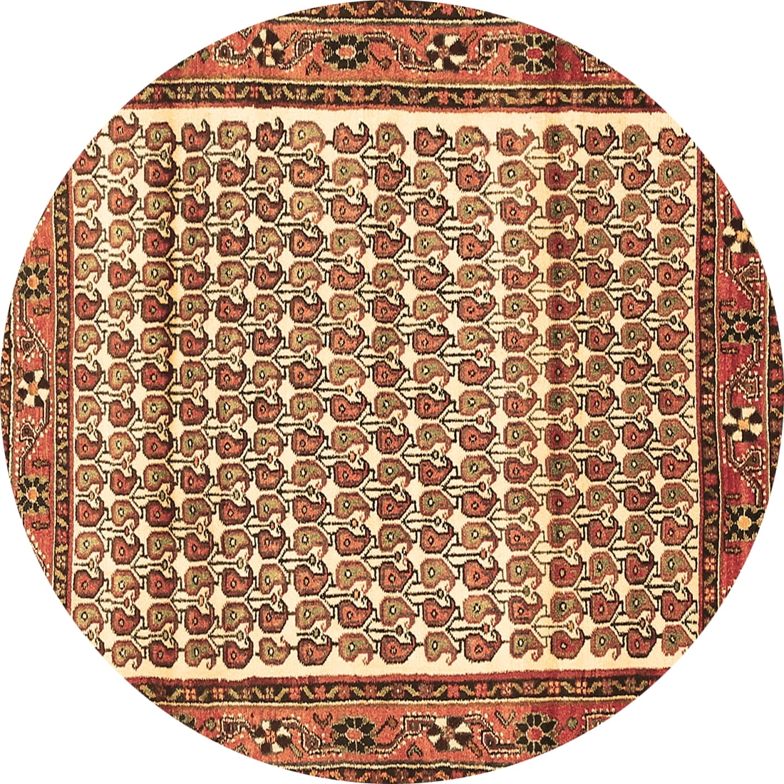 Ahgly Company Indoor Round Persian Brown Traditional Area Rugs, 7 ...