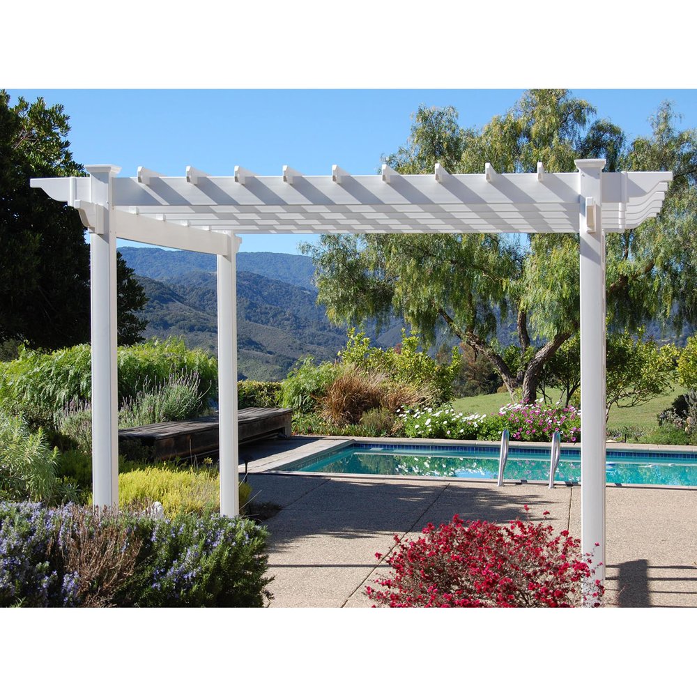 DuraTrel Queensbrook 96" x 115" x 115" Vinyl PVC Pergola - White ...