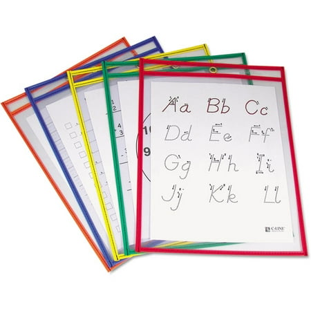 C-Line Reusable Dry Erase Pockets, 9" x 12", Assorted Primary Colors ...