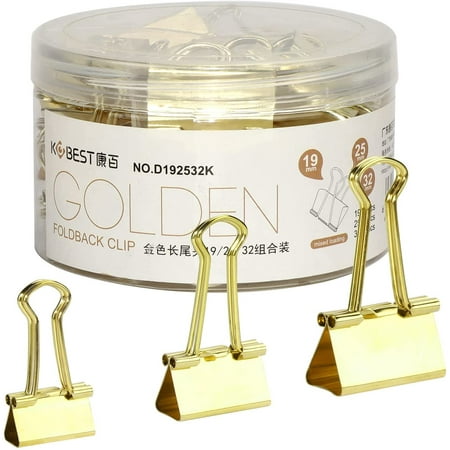HTAIGUO Binder Clips Assorted 3 Sizes Gold Paper Clamps 32mm, 25mm ...