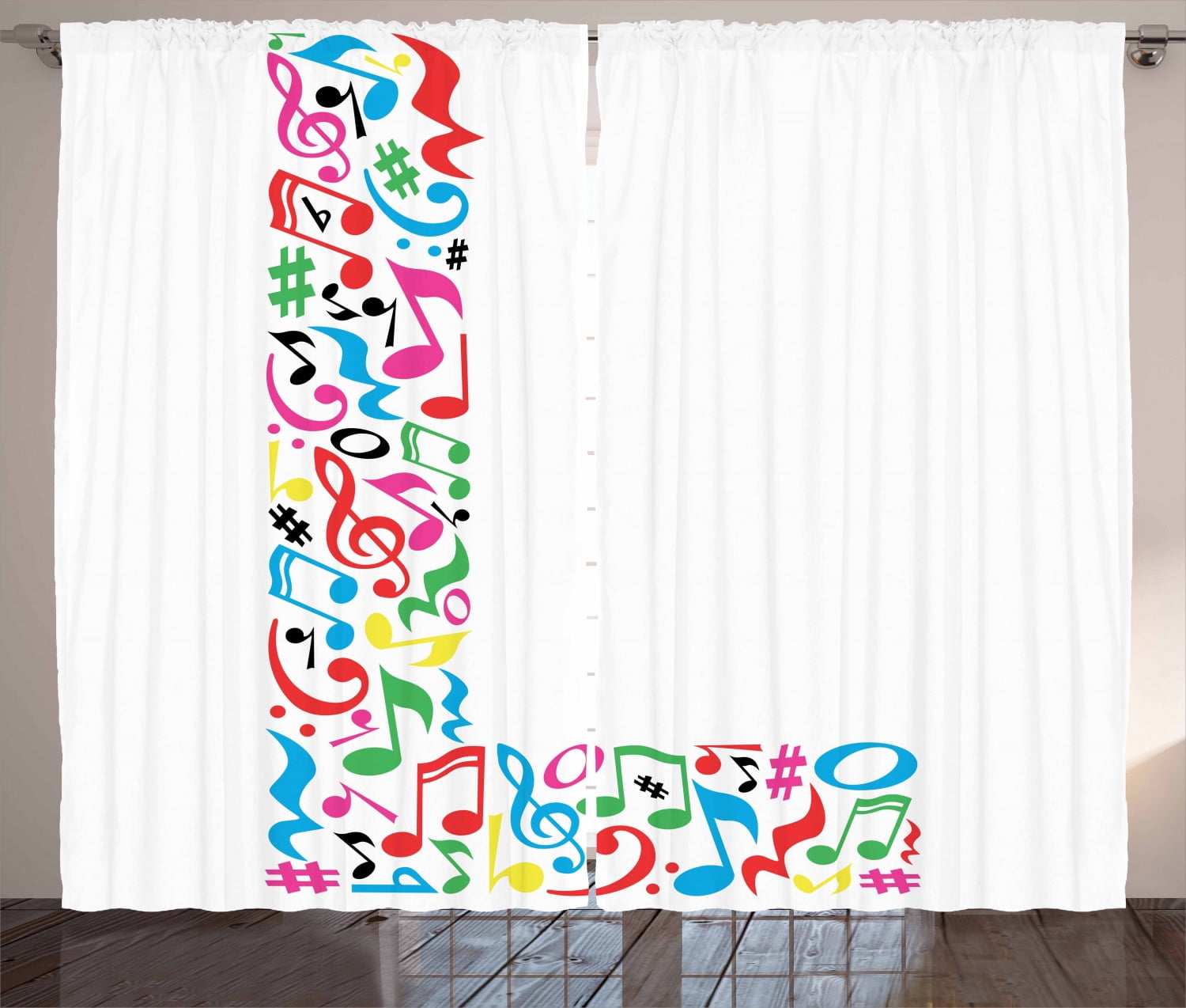 Letter L Curtains 2 Panels Set, Capital L Sign with a Musical ...