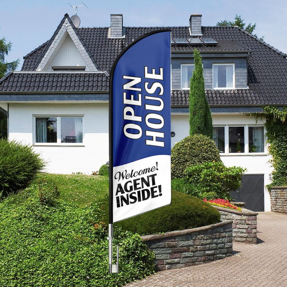 QSUM Open House Signs for Real Estate Agents, 11FT Swooper Feather Flag ...