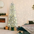 SHareconn 6ft Prelit Artificial Snow Flocked Pencil Christmas Tree with ...