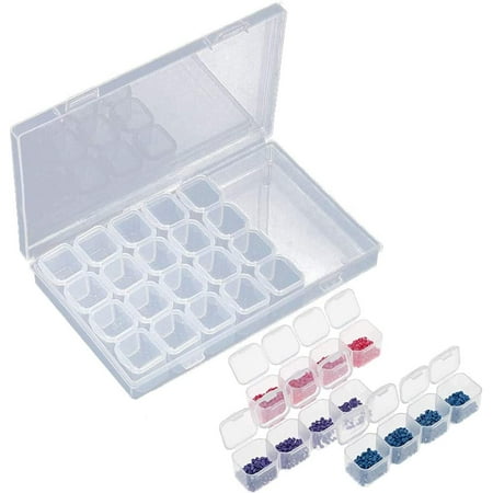 Bail Bead Storage Boxes, 28 Grids Clear Plastic Diamond Painting ...