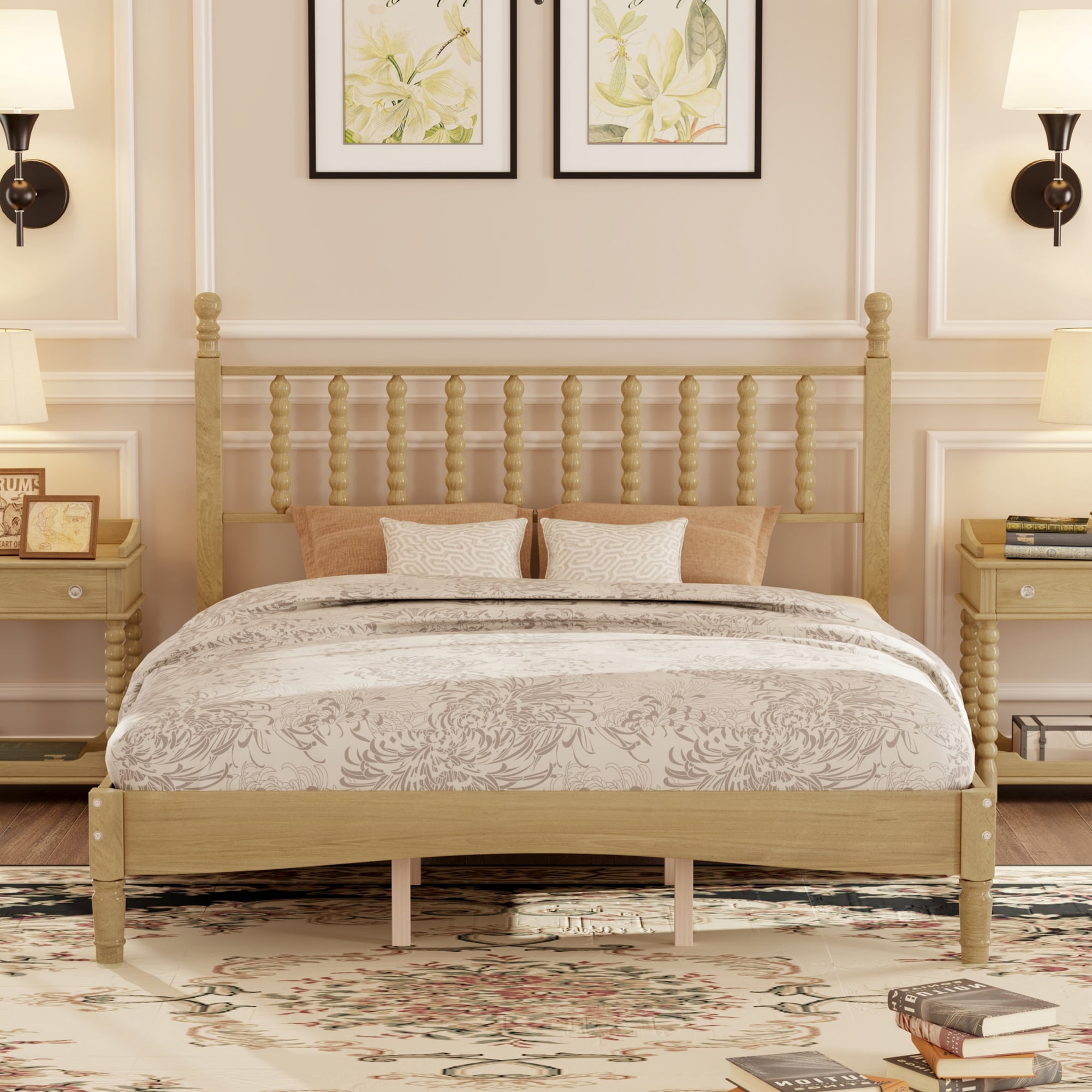 Click here for Generic Natural Wood Full Bed Frame With Spindle H... prices