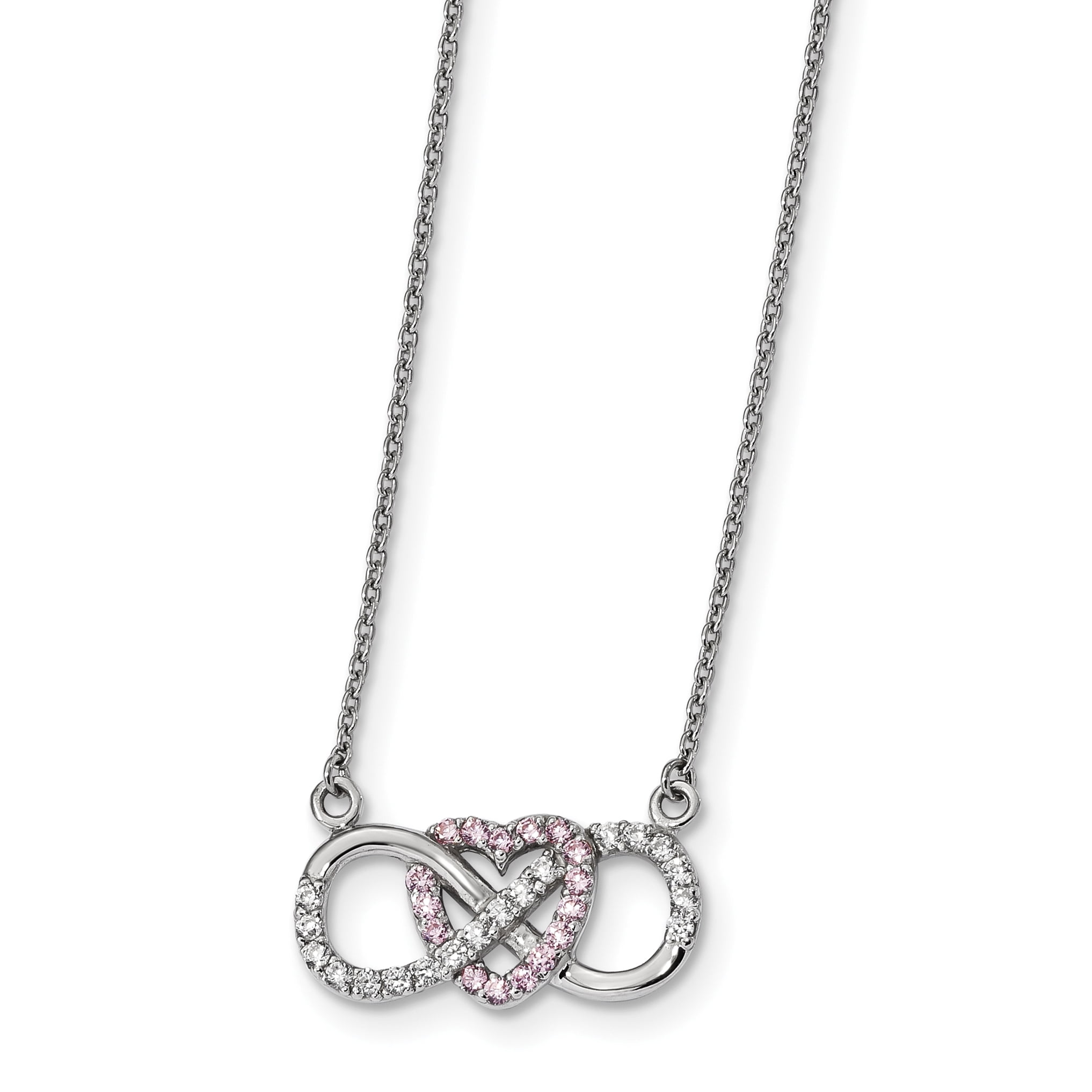 925 Sterling Silver Cubic Zirconia Cz Heart Infinity Symbol Chain ...