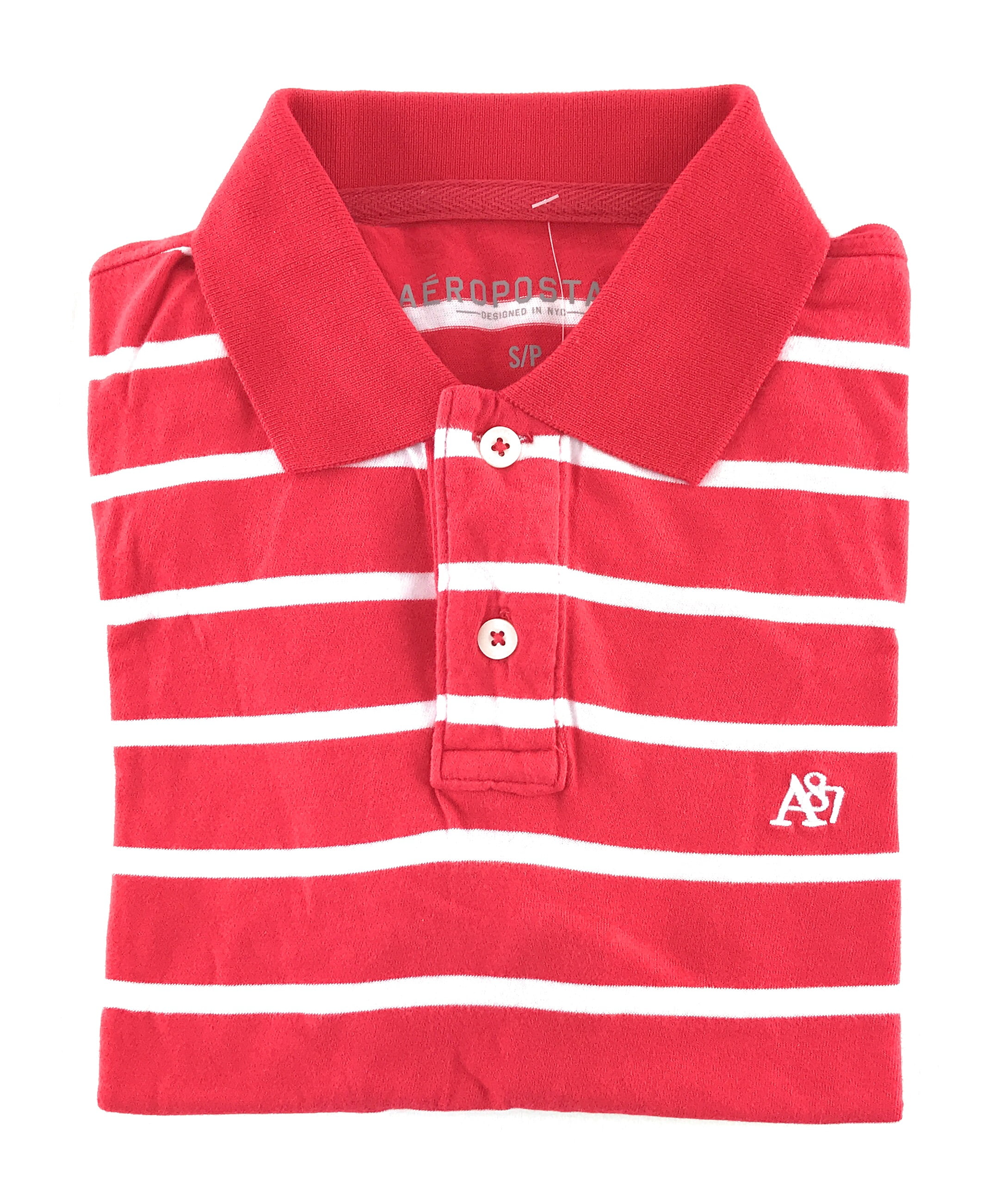 Aeropostale Men's Striped Polo A87 Logo Small Red - Walmart.com