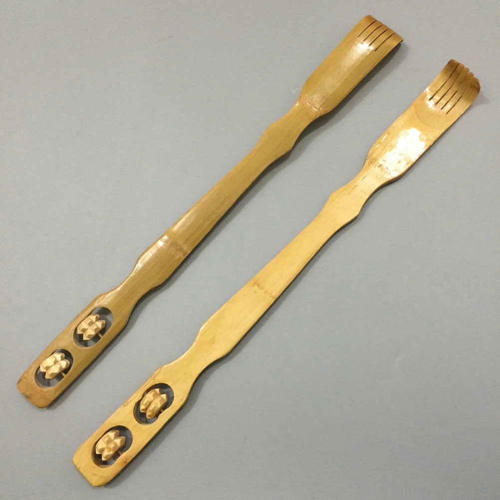 Bamboo Wood Back Scratcher With 2 Rollers -Back Scratcher Massage Tool ...
