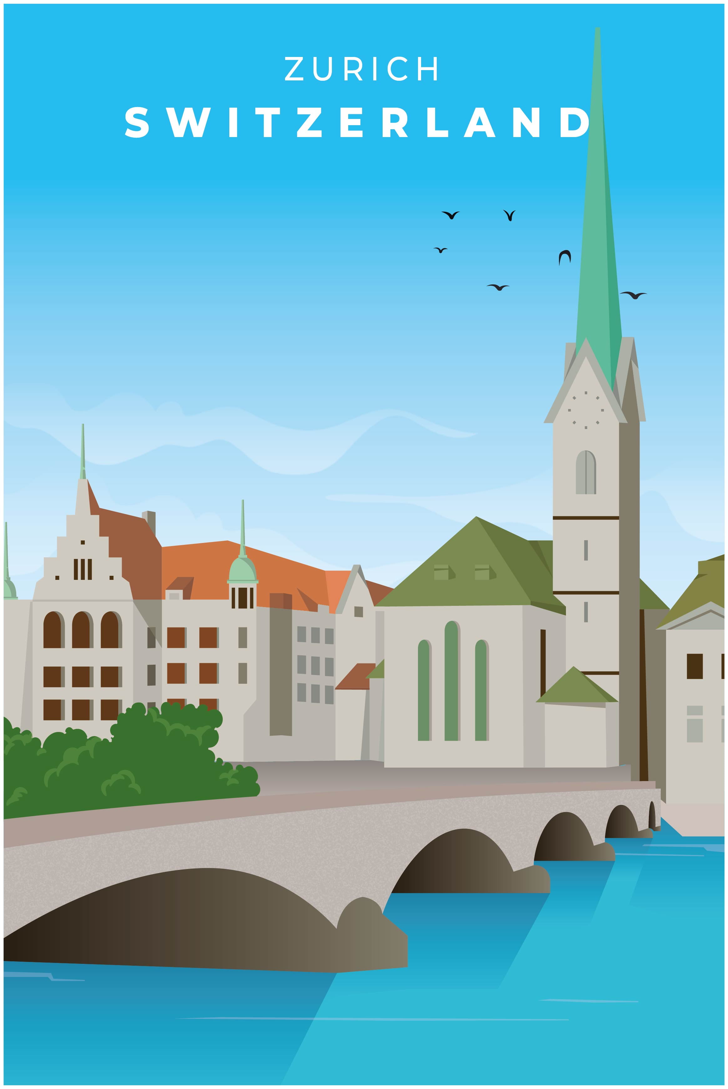 EzPosterPrints - Retro World Famous City Posters - Decorative, Vintage ...