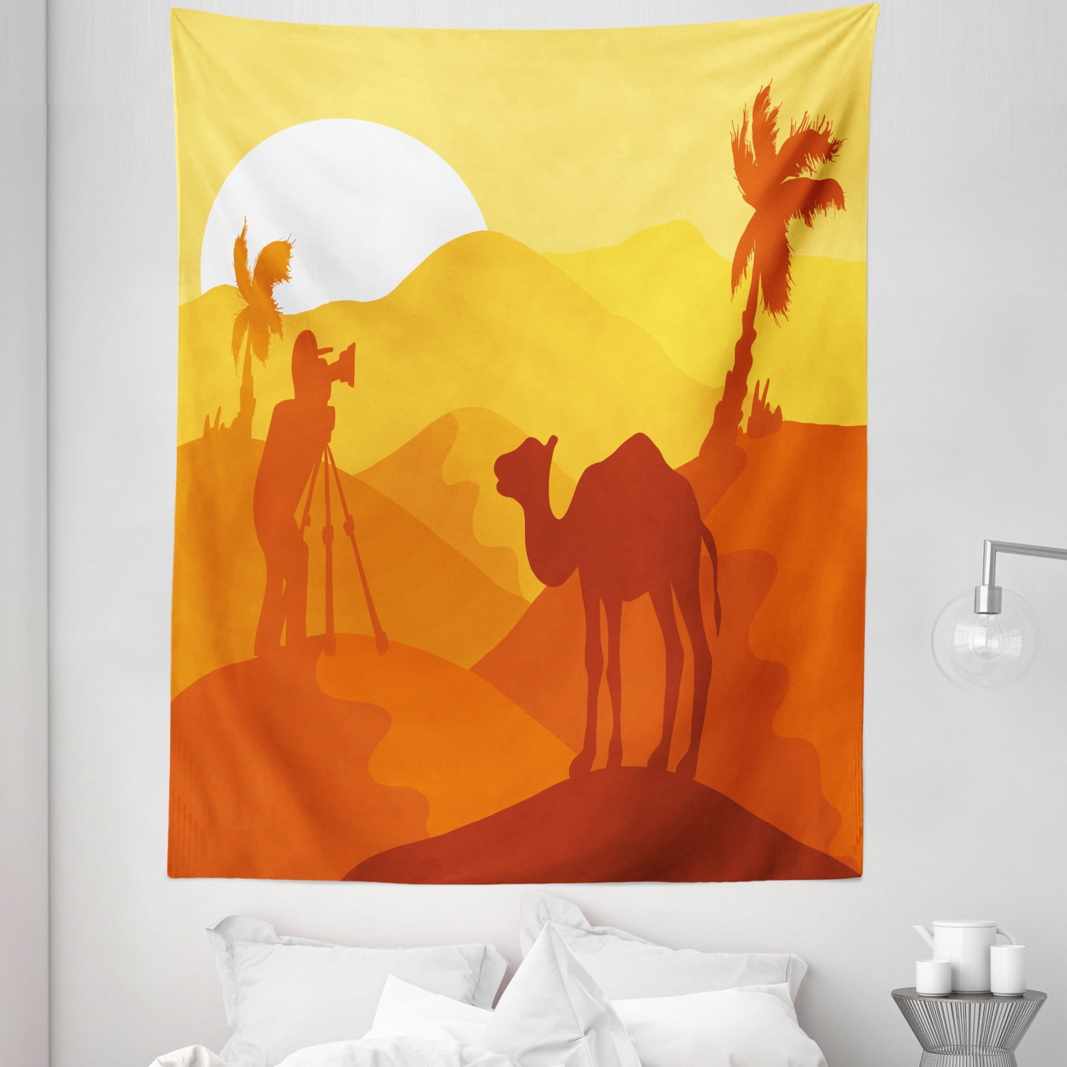 Travel Tapestry, Monochromatic Layout of a Desert Landscape with Camel ...