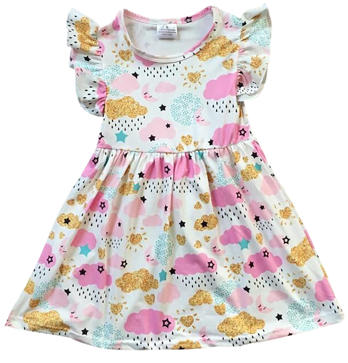 Little Girls' Lovely Cap Sleeve Cloud Rain Moon Cotton Birthday Party ...