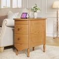 End Table with Charging Station, Narrow Side Table with 2 Drawer, Wood ...
