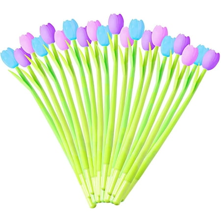 24 Pieces Color Changing Flower Pens Tulip Ballpoint Pen 0.5 mm Black ...
