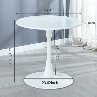 60” Round White Modern Tulip Dining Table: Contemporary Wood Top ...