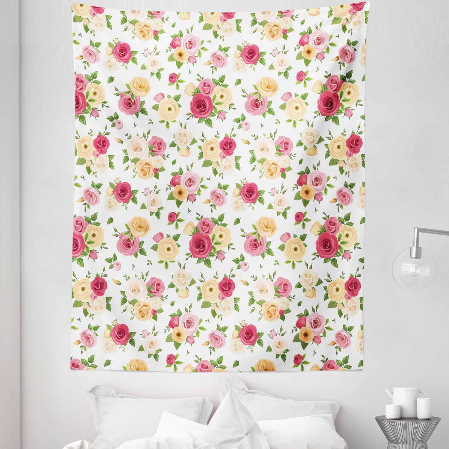 Floral Tapestry, Warm Tones Designed Vintage Flowers and Leaves ...