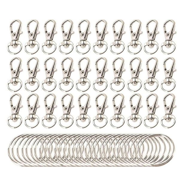 60pieces Key Ring Clip Hooks Snap Hooks With Split Key Rings (silver ...