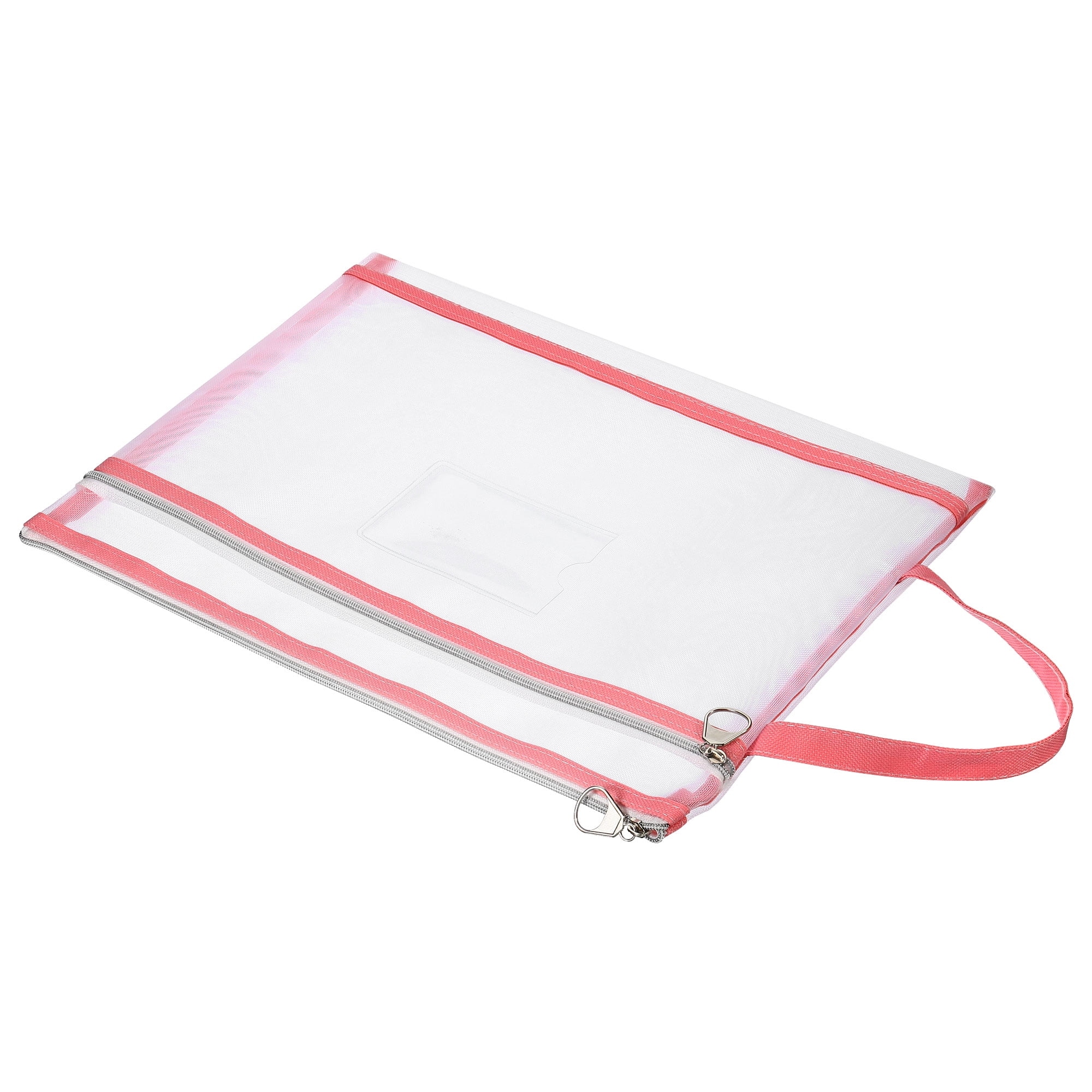 Uxcell A4 Nylon Document Pouch with Handle Mesh Clear Zip Files Bag ...