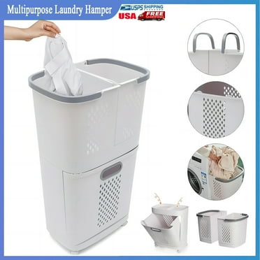 Ultra Wheeled Laundry Hamper with Lid, Handle and Wheels for Easy ...