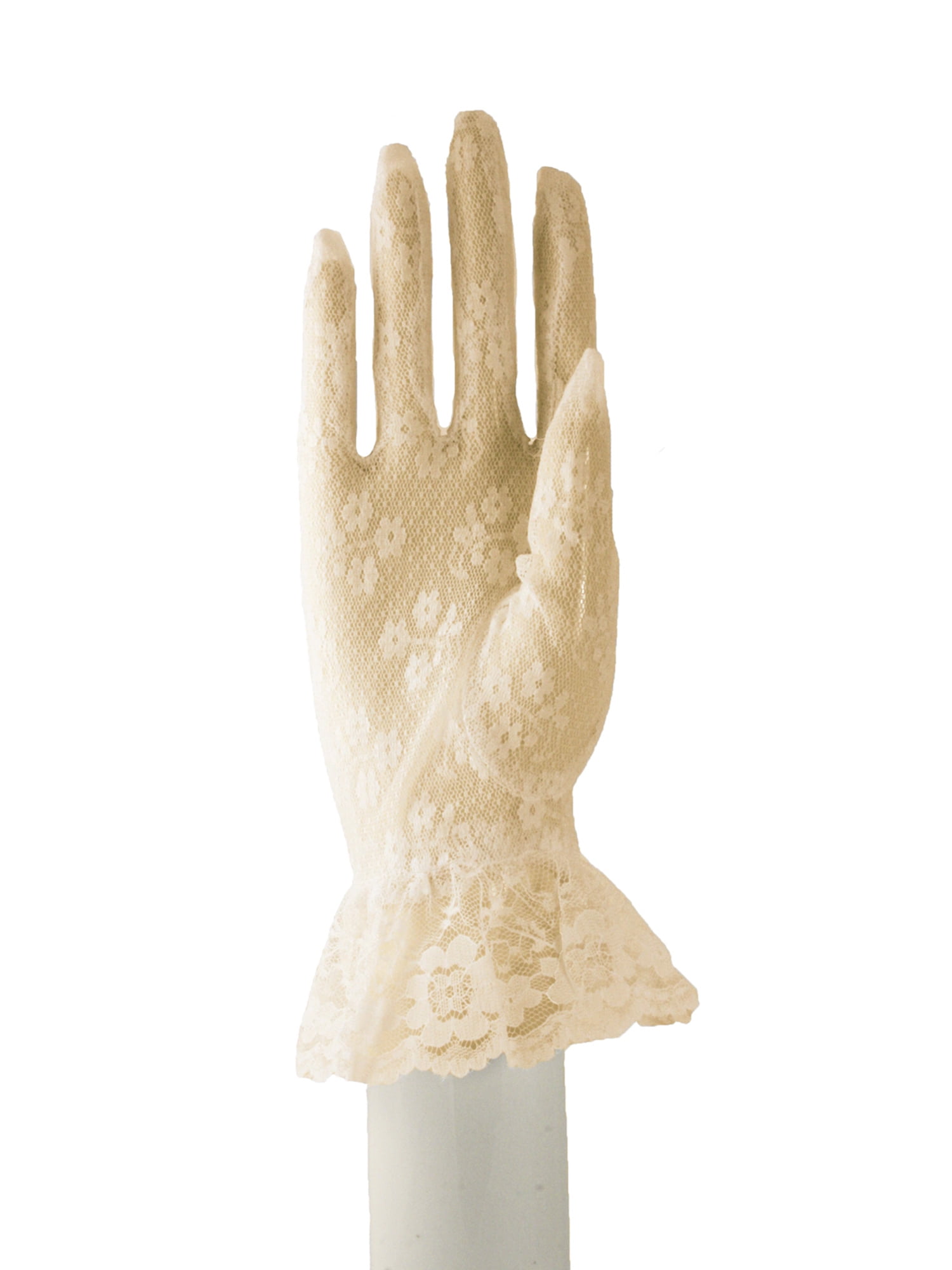 Ivory Lace Gloves with Wrist Ruffle - Dressy, Wedding, Church - Walmart.com