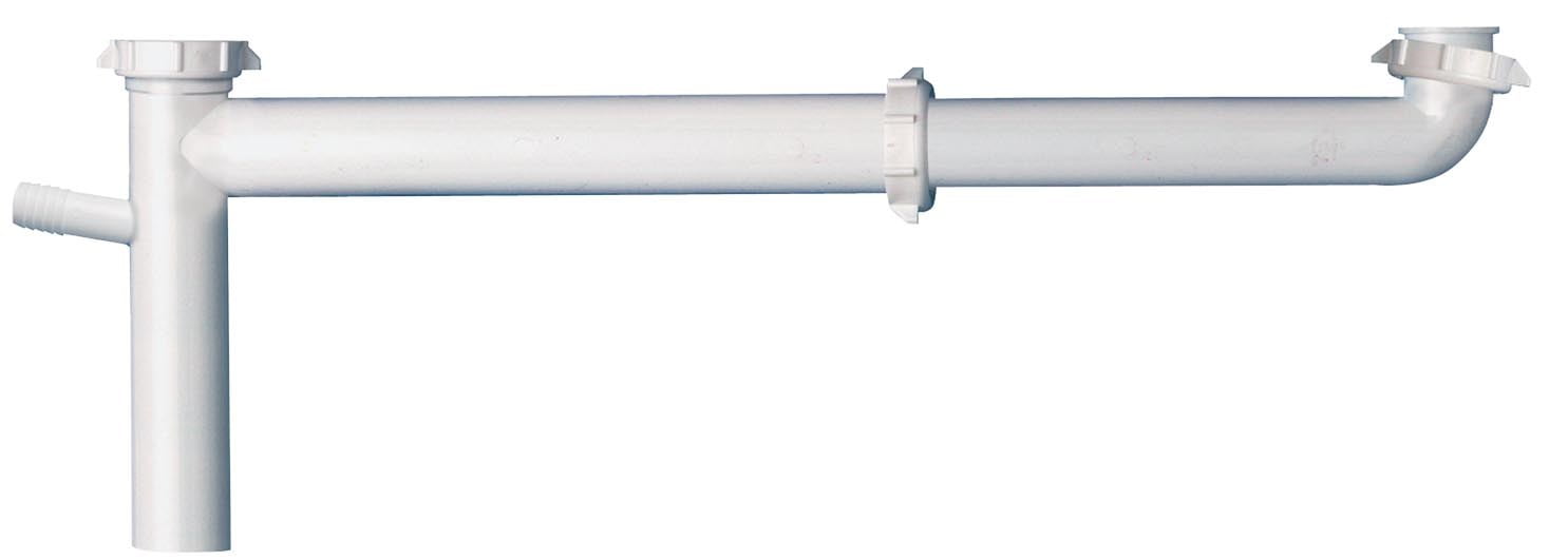 127AW 1-1/2" White End Outlet Continuous Waste With Baffle Tee ...