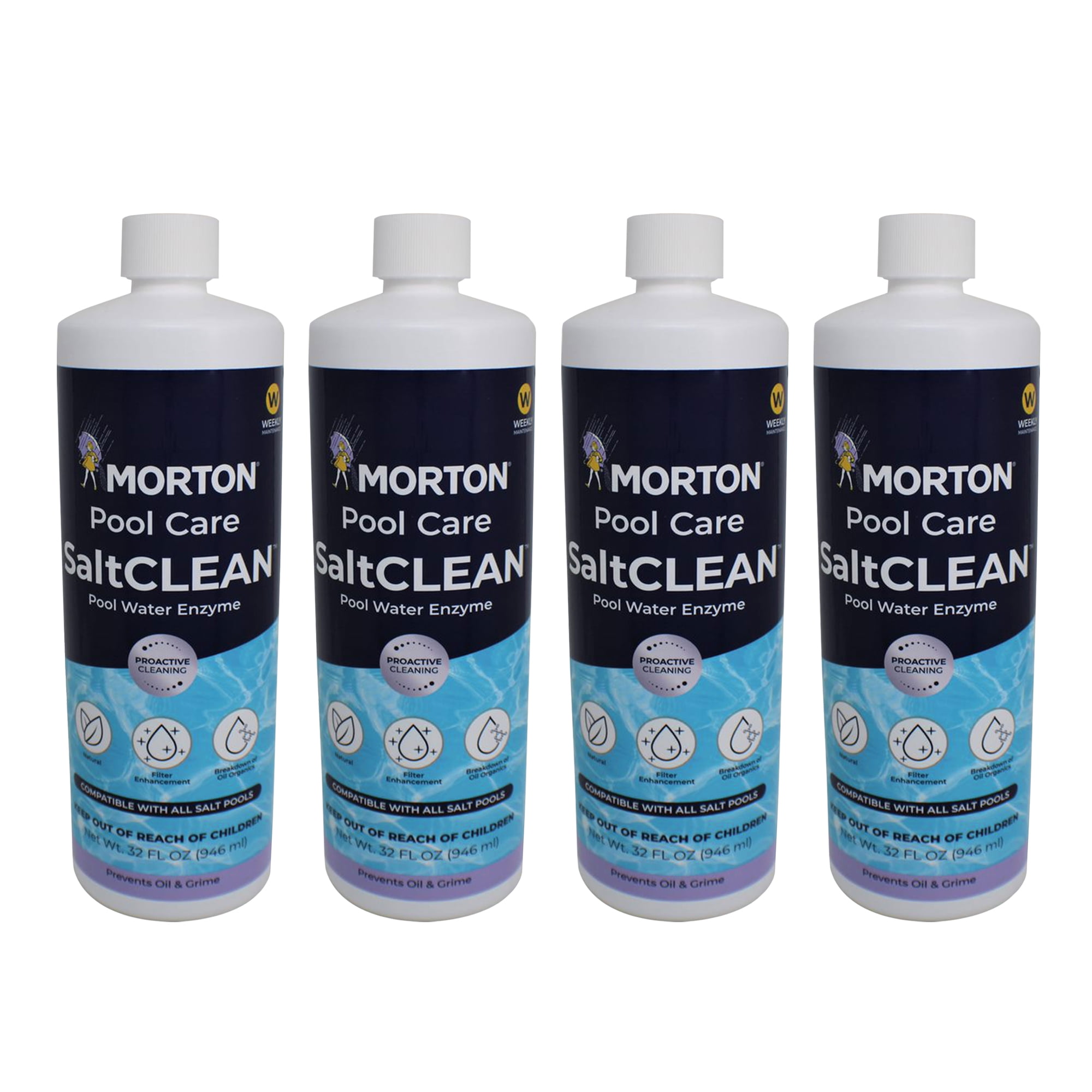 Morton Pool Care SaltCLEAN Salt Water Swimming Pool Enzyme, 32 Oz, 4 ...