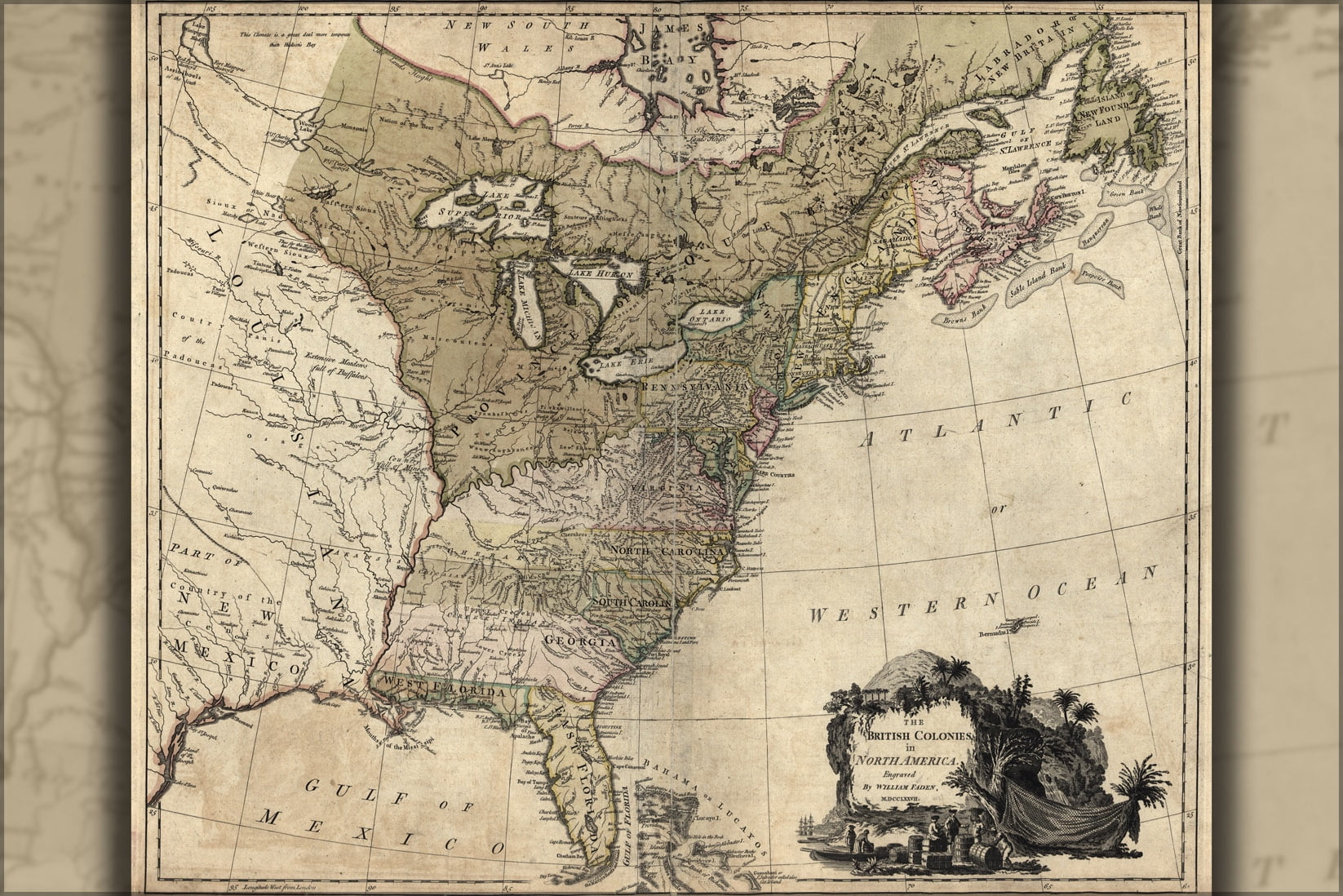 24"x36" Gallery Poster, map of British Colonies in North America 1777 ...