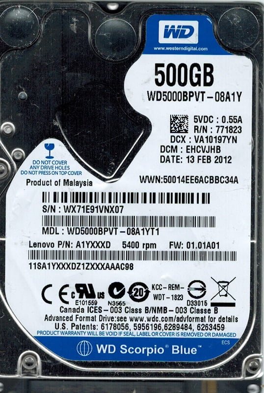 Western Digital WD5000BPVT-08A1YT1 500GB DCM: EHCVJHB - Walmart.com