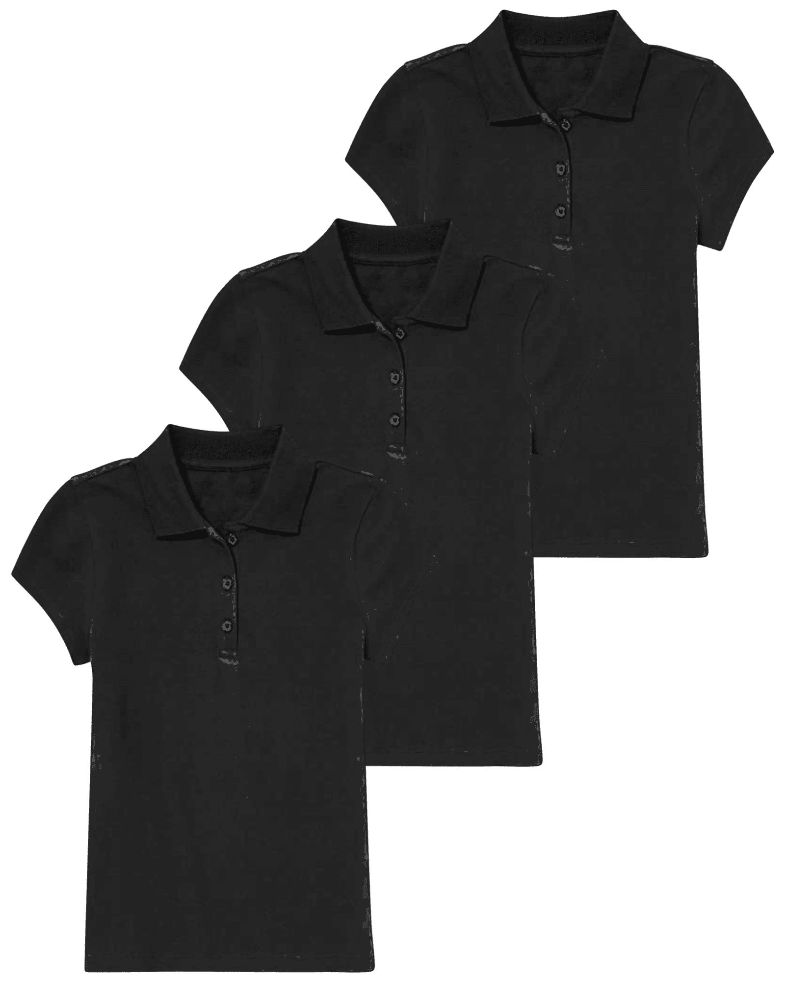 Jumpstart Girls' School Uniform Shirt - 3 Pack Short Sleeve Polo T ...