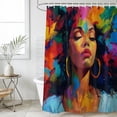 African American Shower Curtain, Colorful Splashes Abstract Black Woman ...