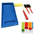 4PC Paint Roller Set 4" Foam Tray Brushes Home Painting Supplies Wall ...
