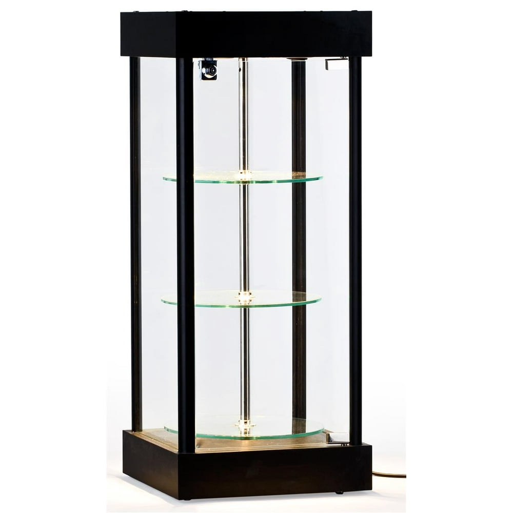 Spinning Glass Display Case With Halogen Top Lights, 14-1/4"w x 34"h x ...