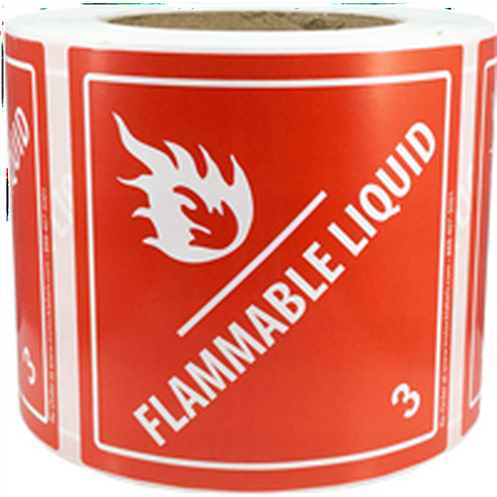 Hazard Class 3 D.O.T. Flammable Liquid Labels | 4 x 4" Inch | 500 Pack ...