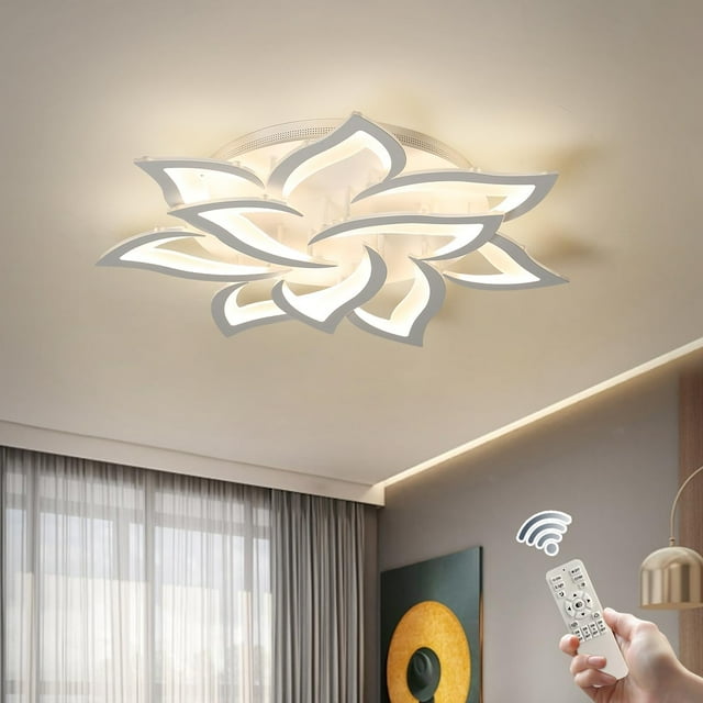 Modern Ceiling Light,23.6” Dimmable LED Flush Mount Chandelier with ...