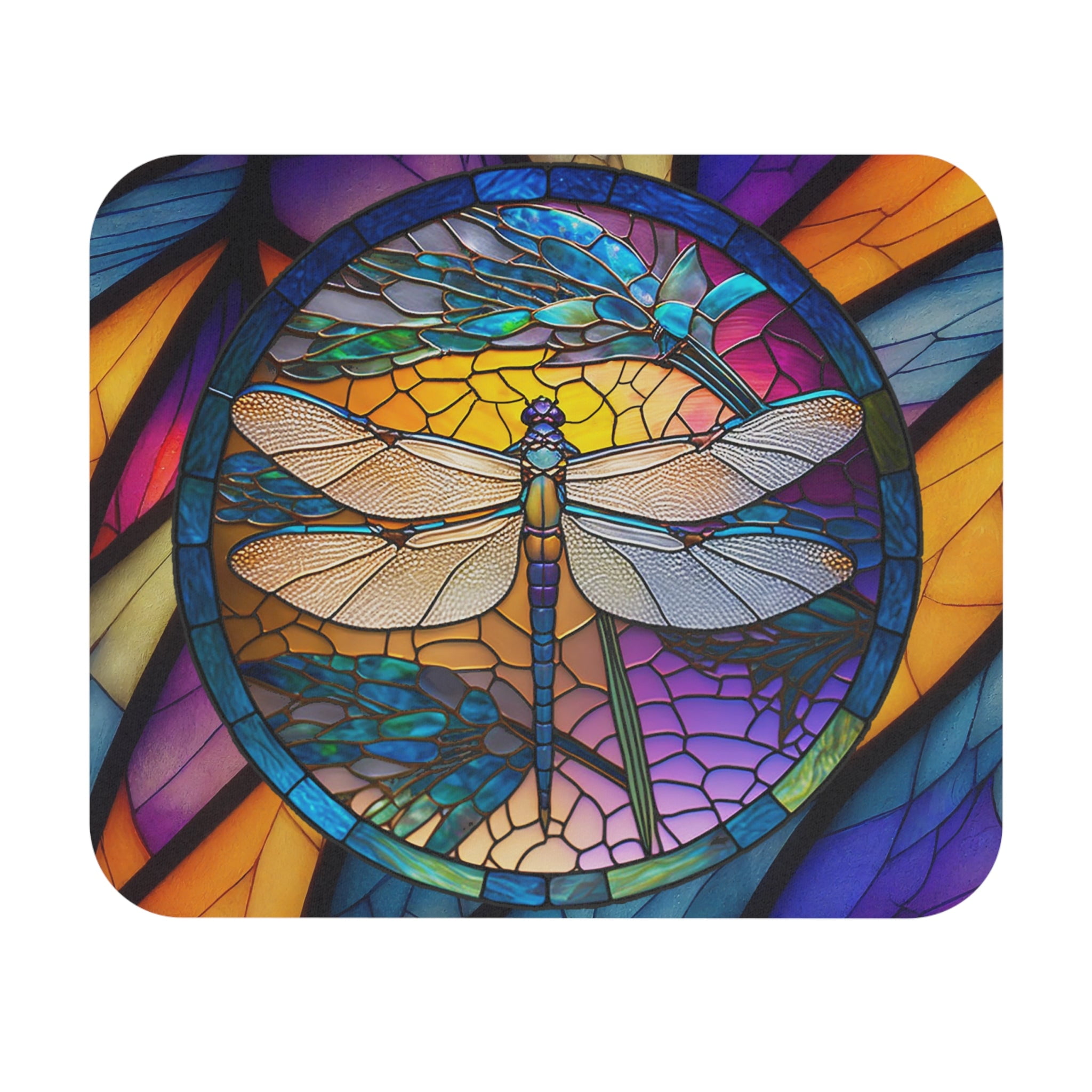 Stained Glass Dragonfly Novelty Mouse Pad | Non-Slip Rubber Base ...