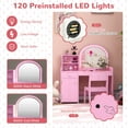 Laijoy Kid Vanity Table Chair Set 2-Color LED Lights Large Drawer Shelf ...