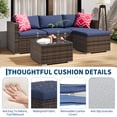 CazToi L-Shaped 5-Piece PE Rattan Patio Furniture Set, Iron Frame ...
